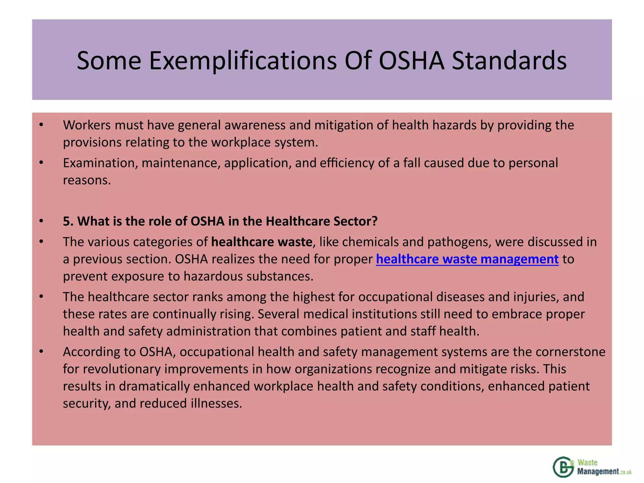 WHAT IS THE ROLE OF OSHA REGULATION IN THE HEALTHCARE INDUSTRY | PPTX