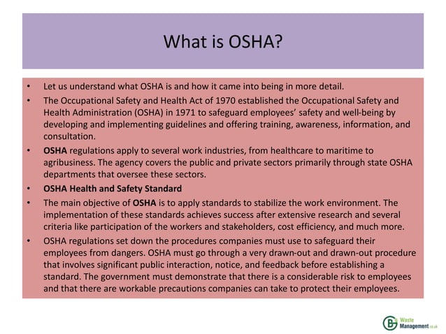 WHAT IS THE ROLE OF OSHA REGULATION IN THE HEALTHCARE INDUSTRY | PPTX ...