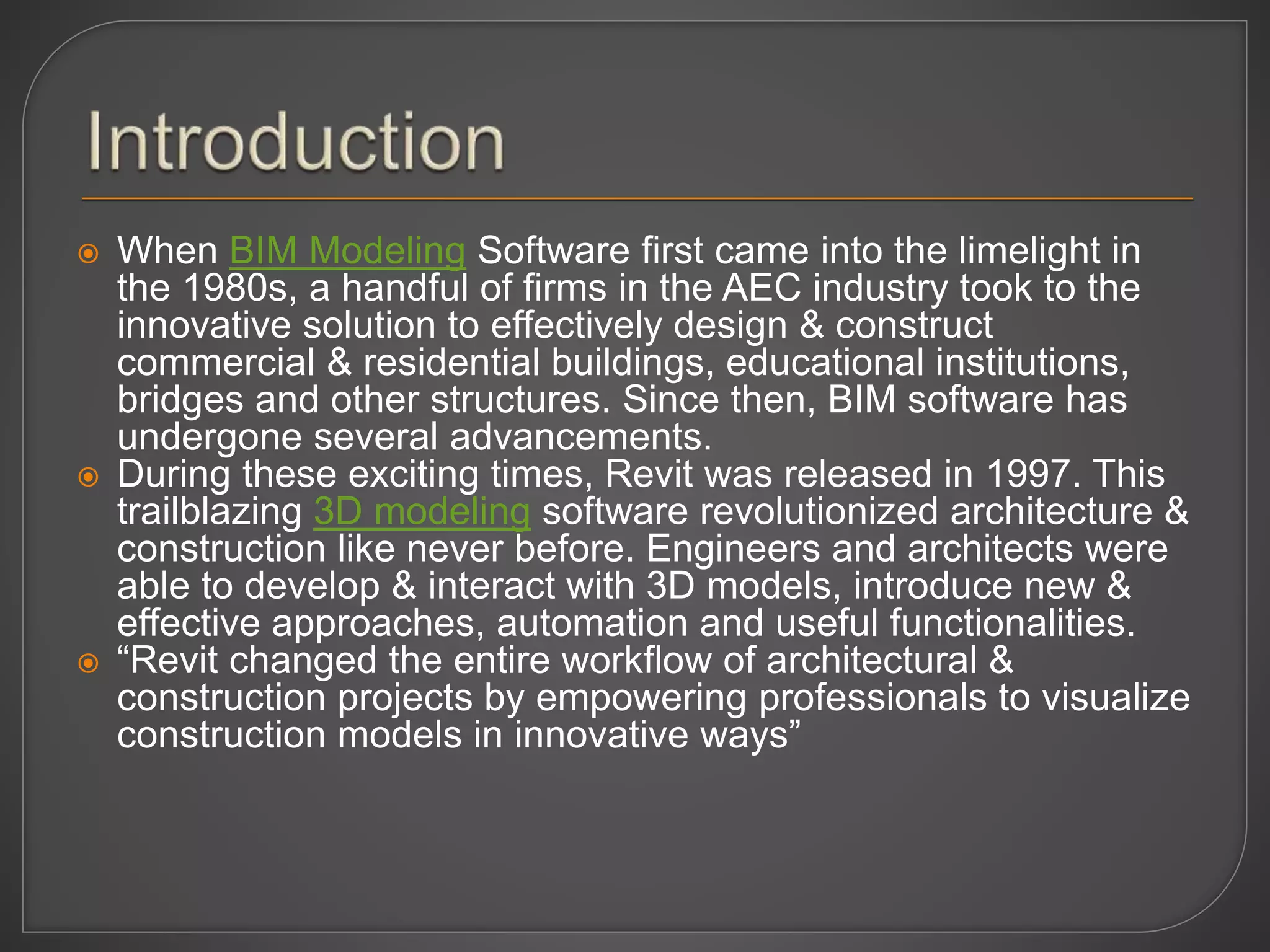 What is the role of revit 3 d modelling in construction | PPT