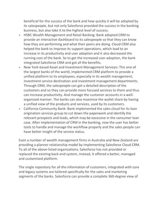 What is the role of salesforce in banking | PDF
