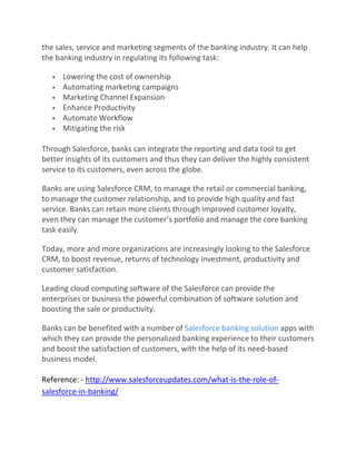 What is the role of salesforce in banking | PDF