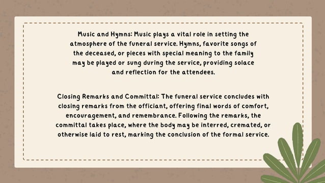 What is the structure of a funeral service. | PPTX | Funeral | Personal ...