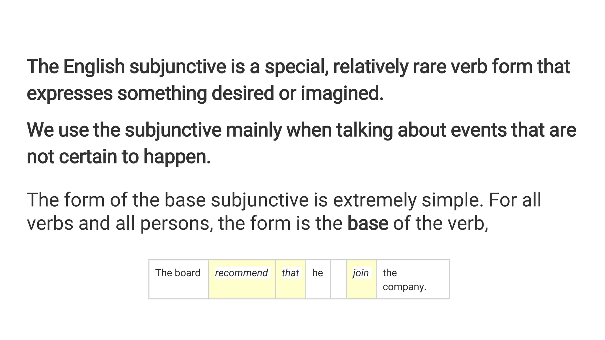What is the subjunctive? Examples and explanation | PPT
