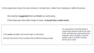 What is the subjunctive? Examples and explanation | PPT
