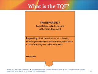 Qualitative Research: What is the Total Quality Framework? | PDF