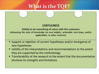 Qualitative Research: What is the Total Quality Framework? | PDF
