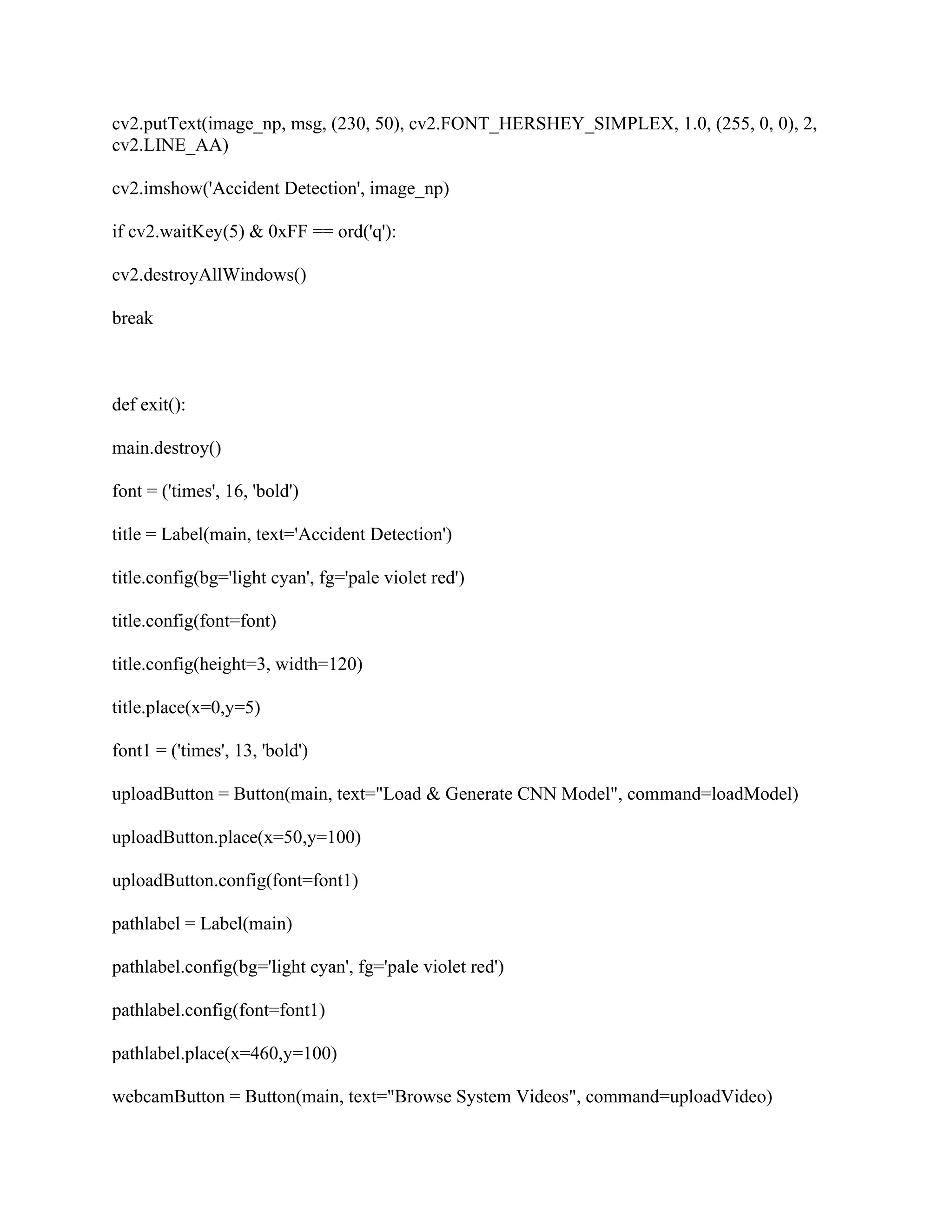 What is the UML Class diagram for accident detection using CNN- i have.pdf