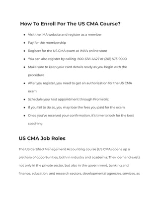 US CMA Course Details 2024: Duration, Fees & Eligibility | PDF