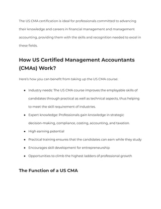 US CMA Course Details 2024: Duration, Fees & Eligibility | PDF
