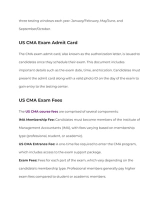 US CMA Course Details 2024: Duration, Fees & Eligibility | PDF