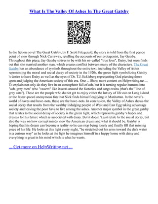 The Valley Of Ashes The Great Gatsby Significance