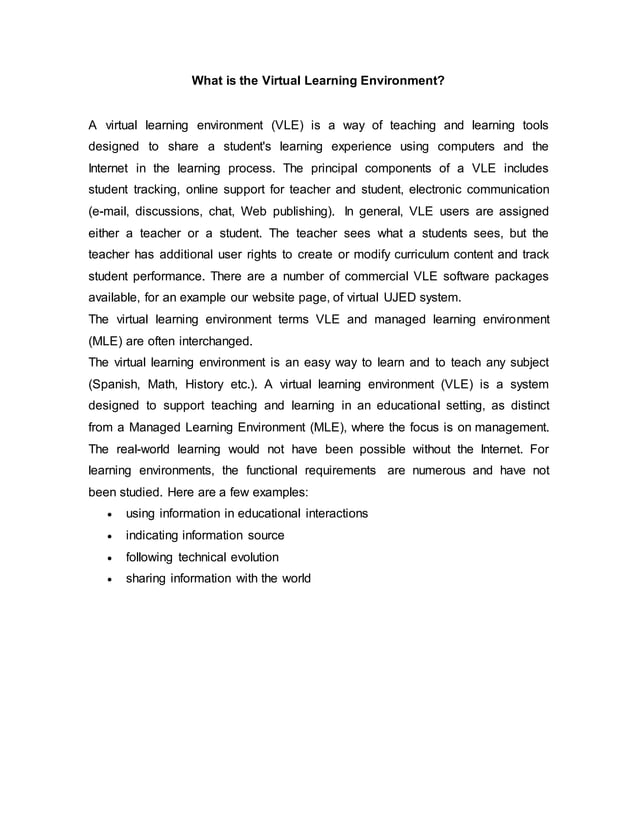 What is the virtual learning environment | PDF