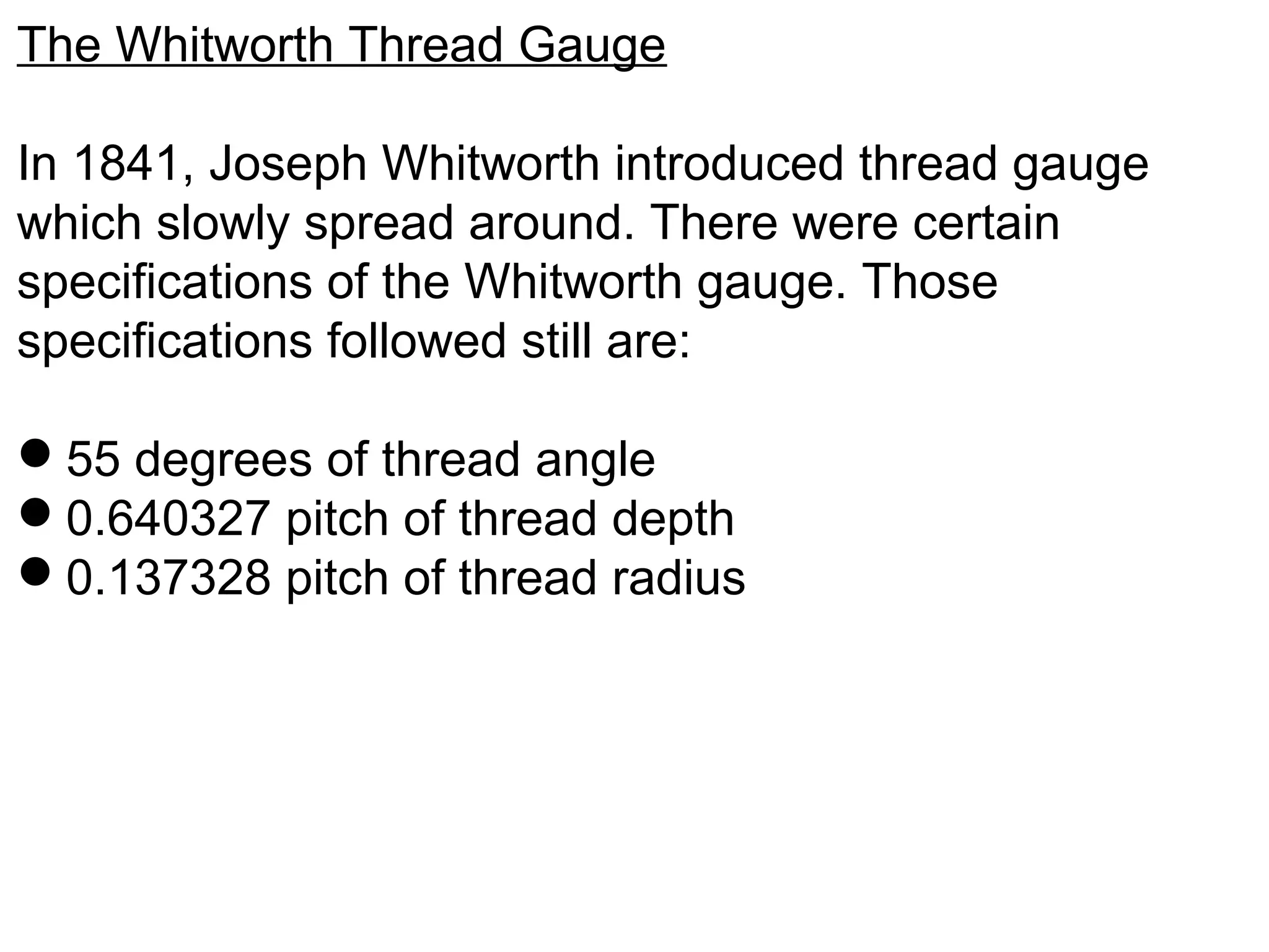 What is the whitworth thread gauge? | PPT