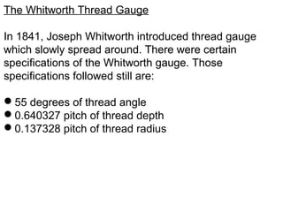 What is the whitworth thread gauge? | PPT