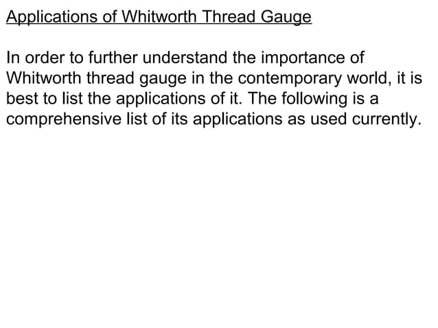 What is the whitworth thread gauge? | PPT
