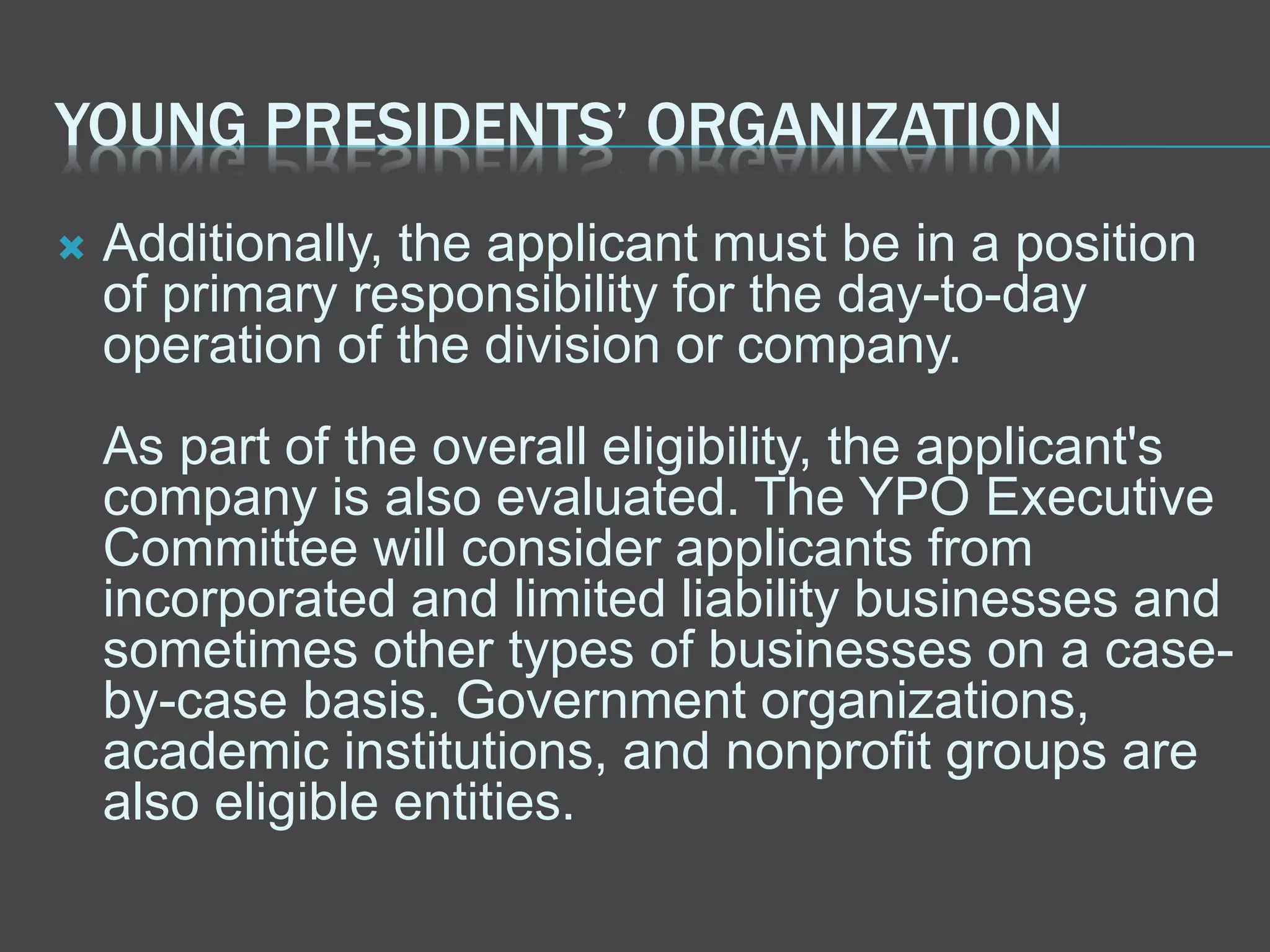 What Is the YPO Membership Criteria? | PPTX