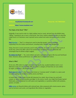 What is Tiffin - Discover the Popular Indian Meal Style.pptx
