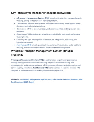 What is TMS? Transportation Management System Explained | PDF