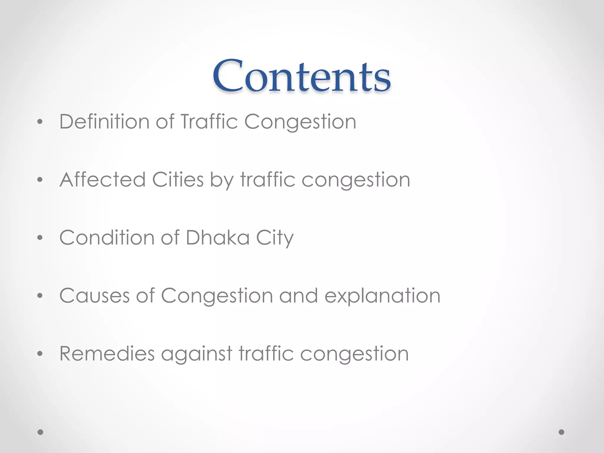 Traffic Congestion | PPTX