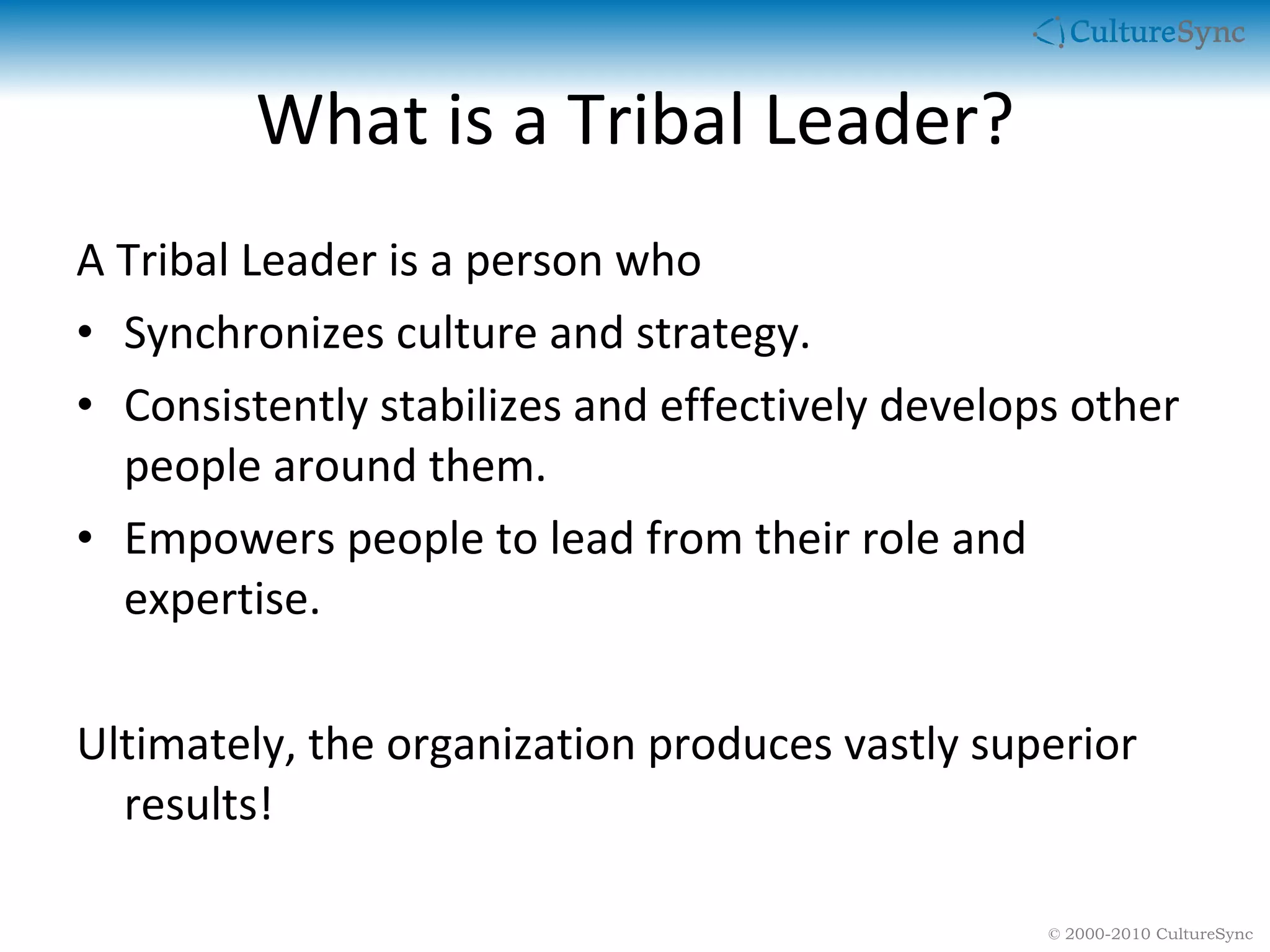 Tribal Leadership: Diagnosing Organizational Culture | PPT