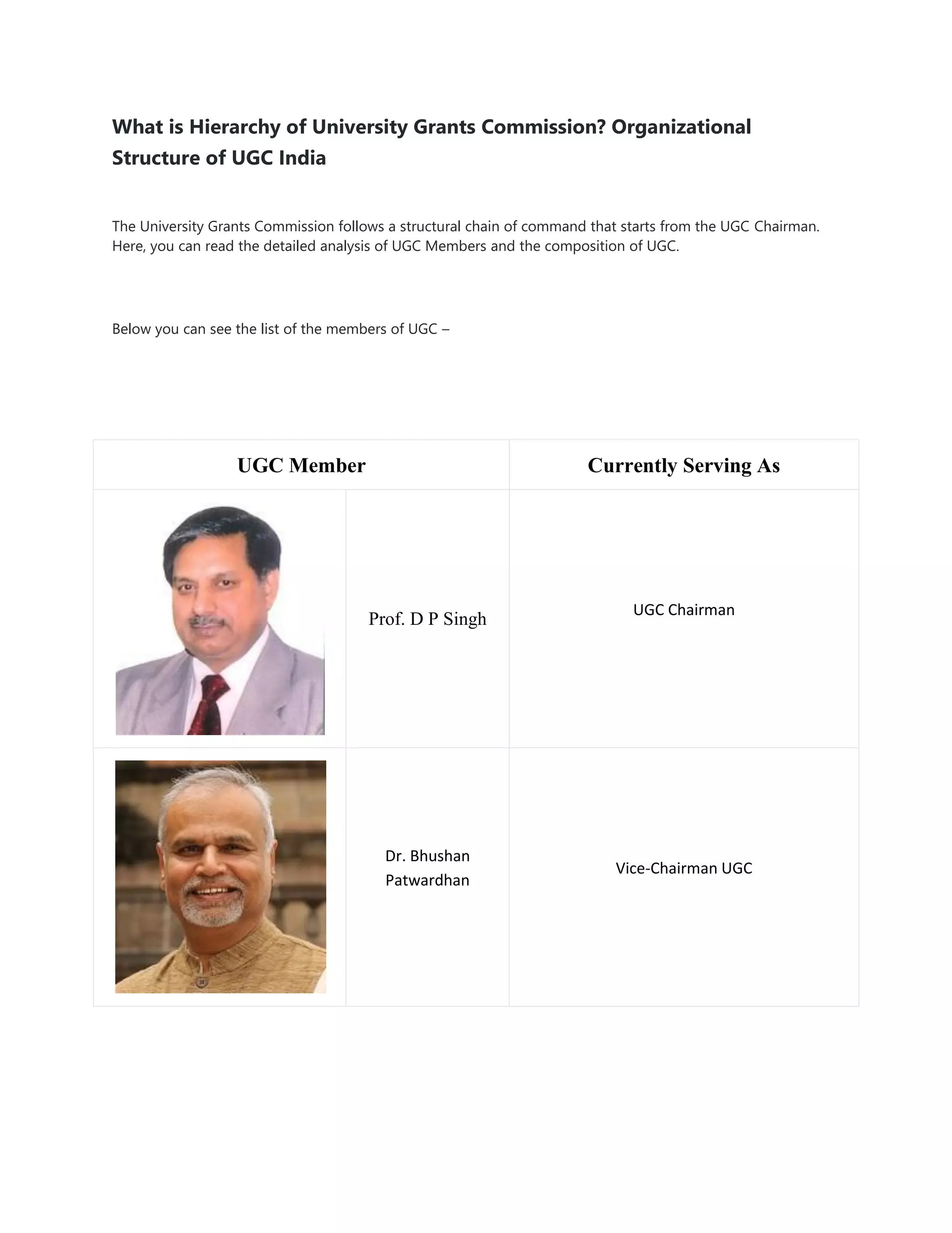 What is ugc all about its establishment functions and structure | PDF