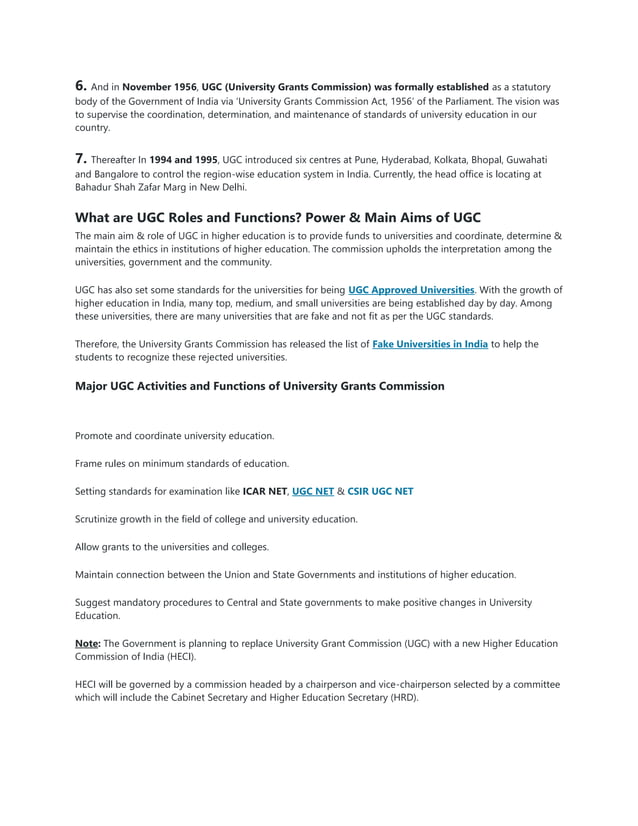What is ugc all about its establishment functions and structure | PDF ...