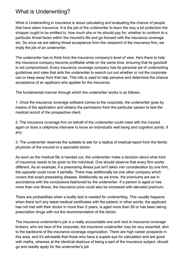 What is Underwriting? | PDF