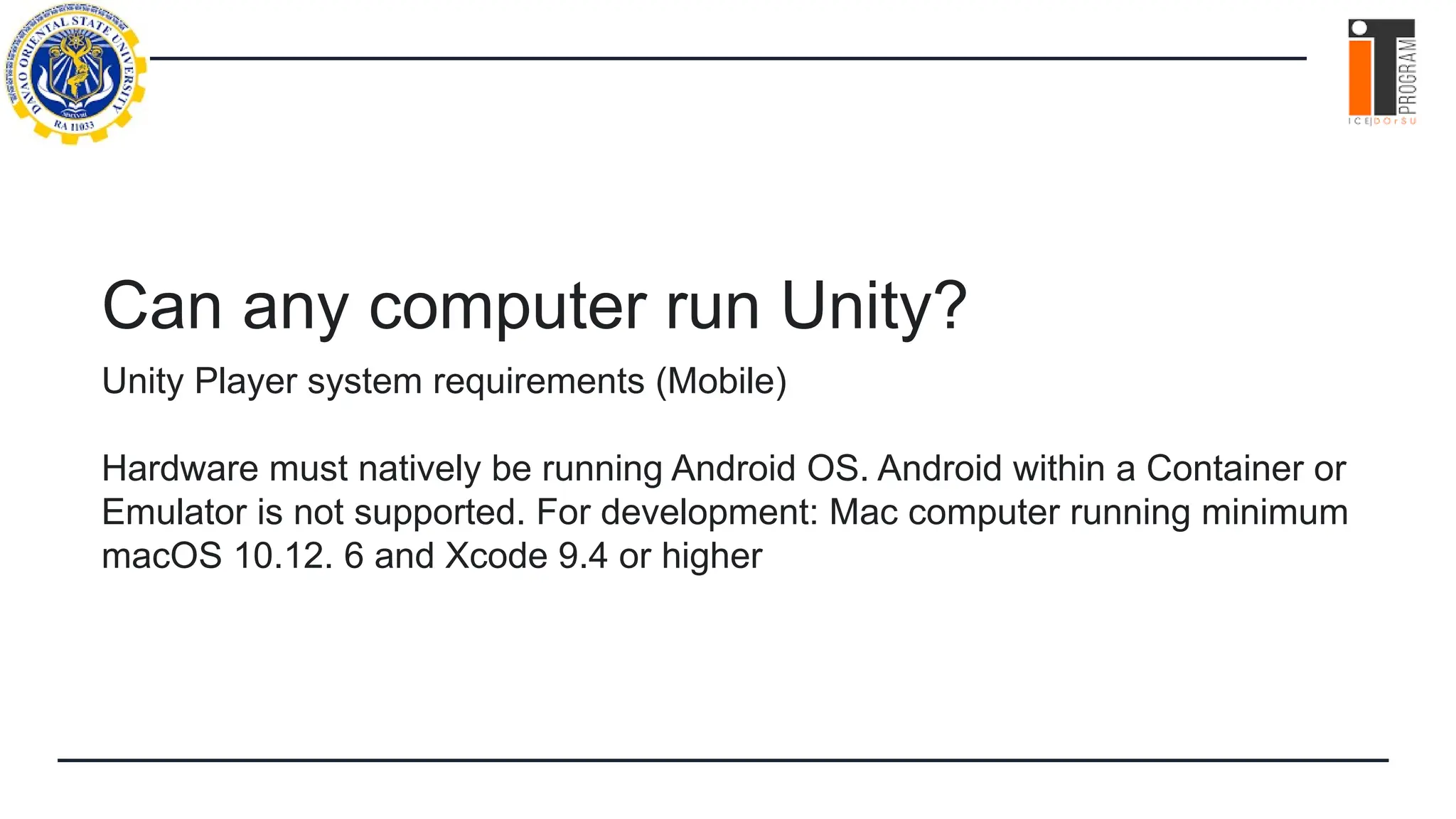 Unity Game Engine Presentation for ICT.. | PPT