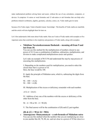 What is vedic maths | PDF