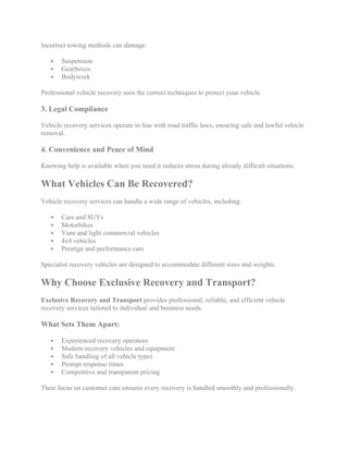 What Is Vehicle Recovery and How Does It Work. | PDF