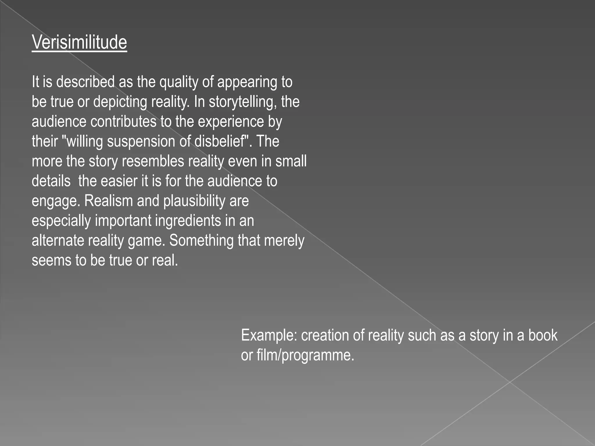 What is verisimilitude & diegesis | PPTX