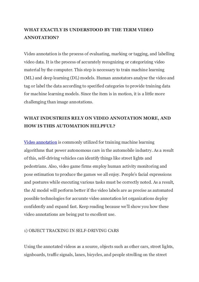 What is Video Annotation and How automation helps? | PDF