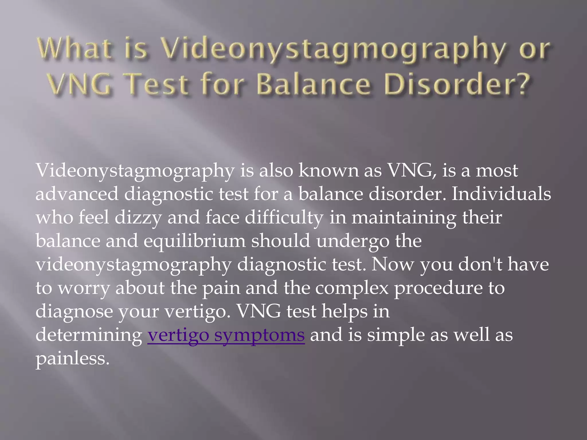 What is videonystagmography | PDF