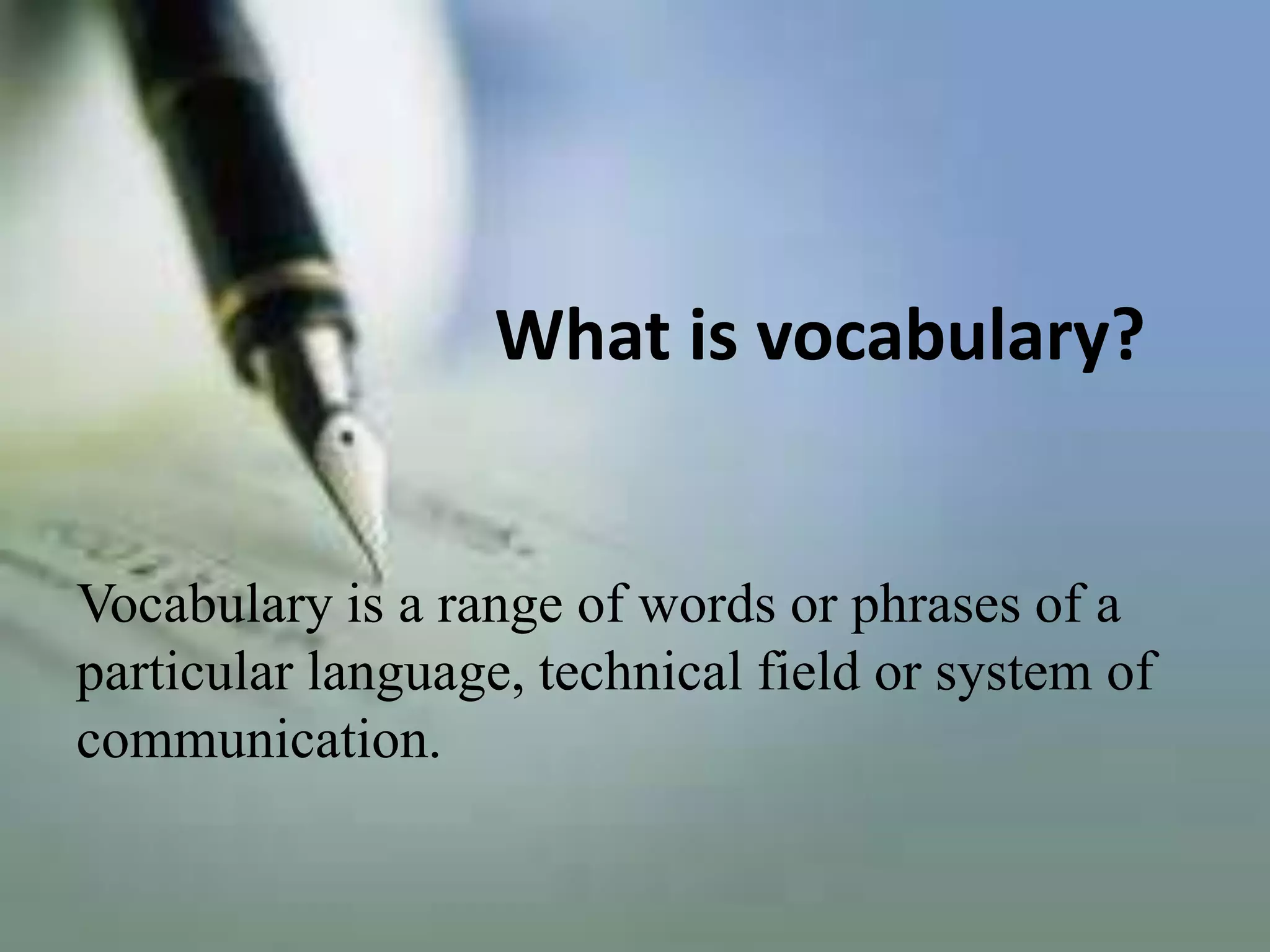 The nature of vocabulary | PPTX