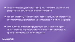 What is Voice Broadcasting? | PDF
