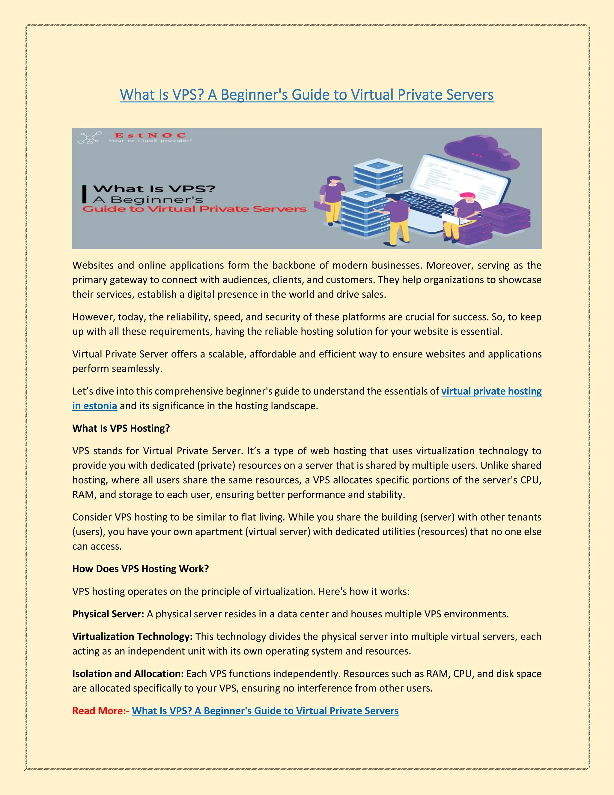 What Is VPS? A Beginner's Guide to Virtual Private Servers | PDF