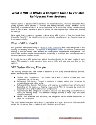 What is VRF in HVAC? A Complete Guide to Variable Refrigerant Flow Systems | DOCX
