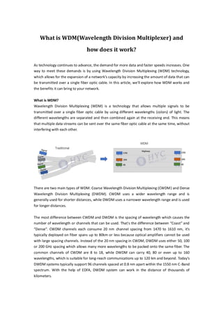 What is WDM(wavelength division multiplexer) and how does it work.pdf | Computer Networking ...