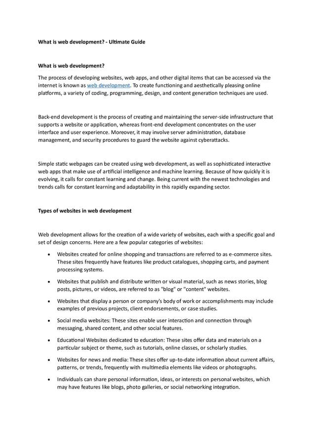 What is web development- An ultimate guide | PDF | Web Development ...