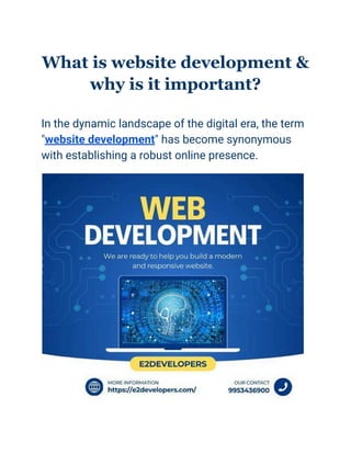 What is website development & why is it important? | PDF | Web Development | Internet