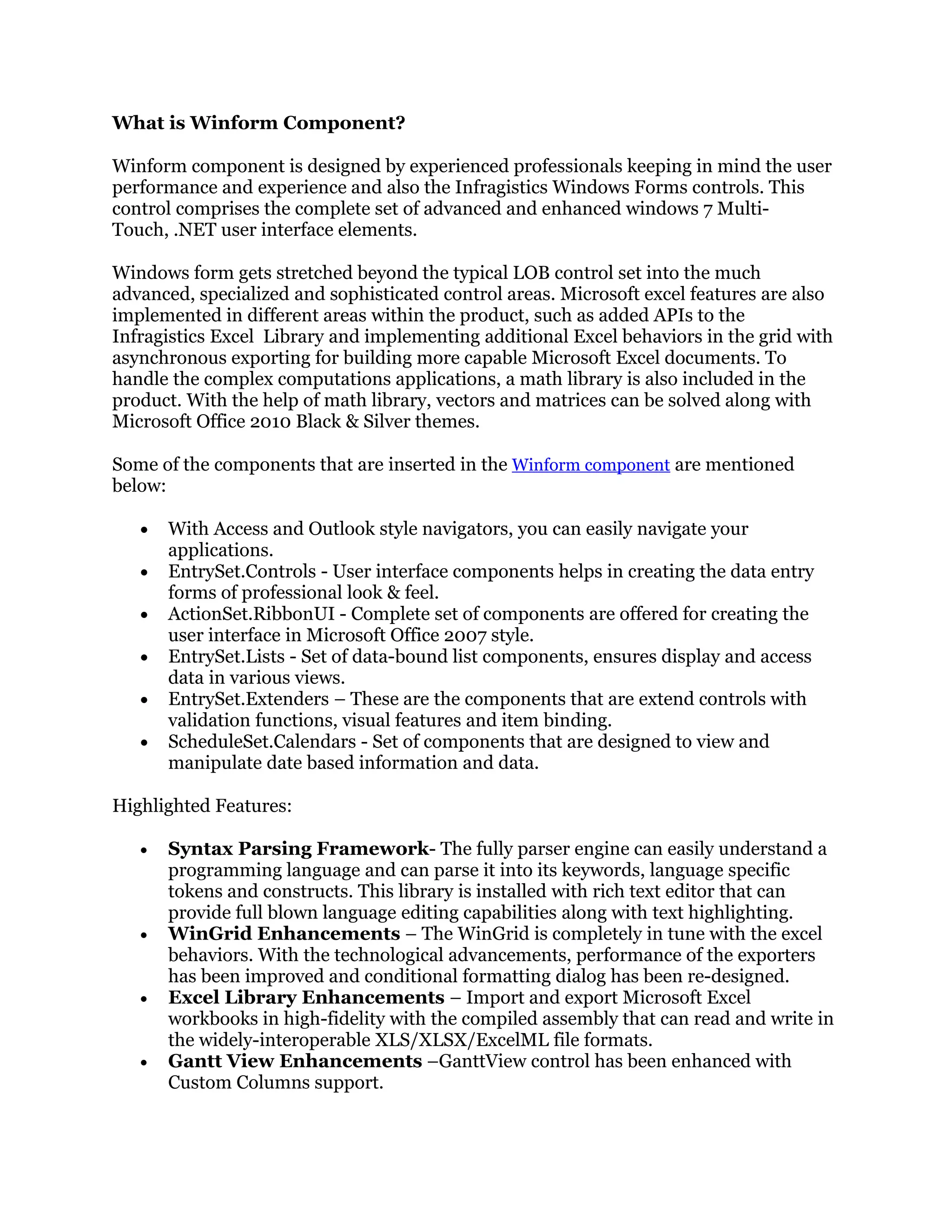 What is winform component | PDF