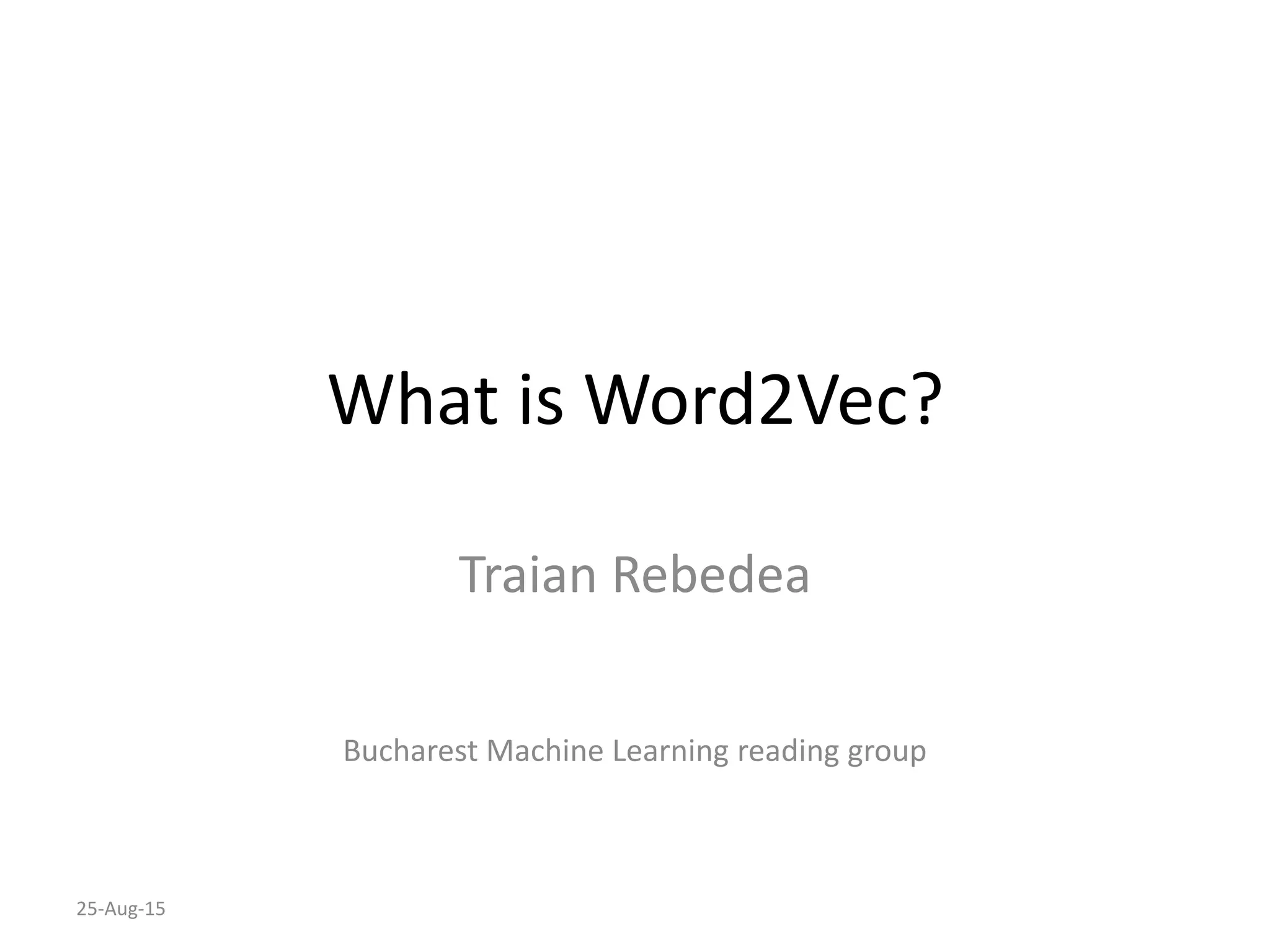 What is word2vec? | PPTX