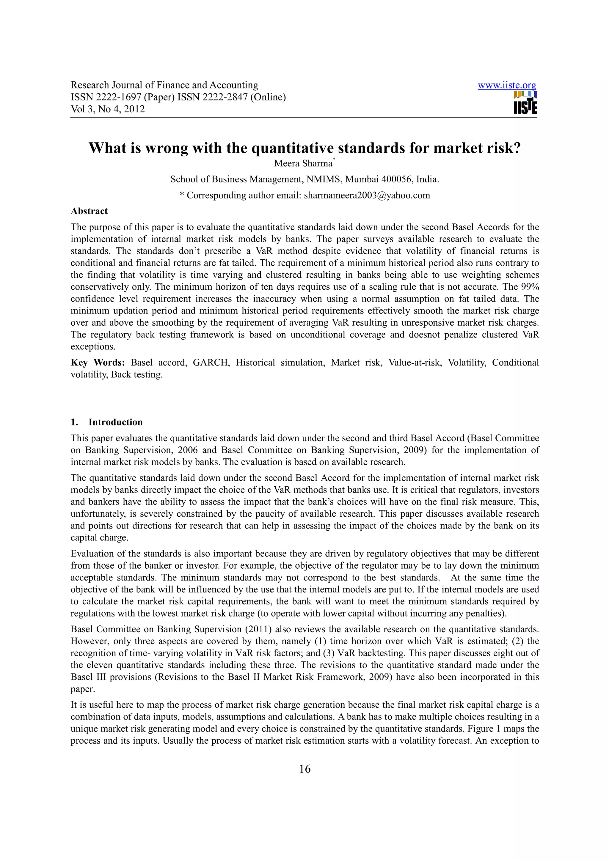 What is wrong with the quantitative standards for market risk | PDF