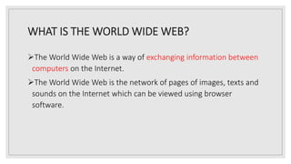 what is www, website, internet, and URL | PPTX