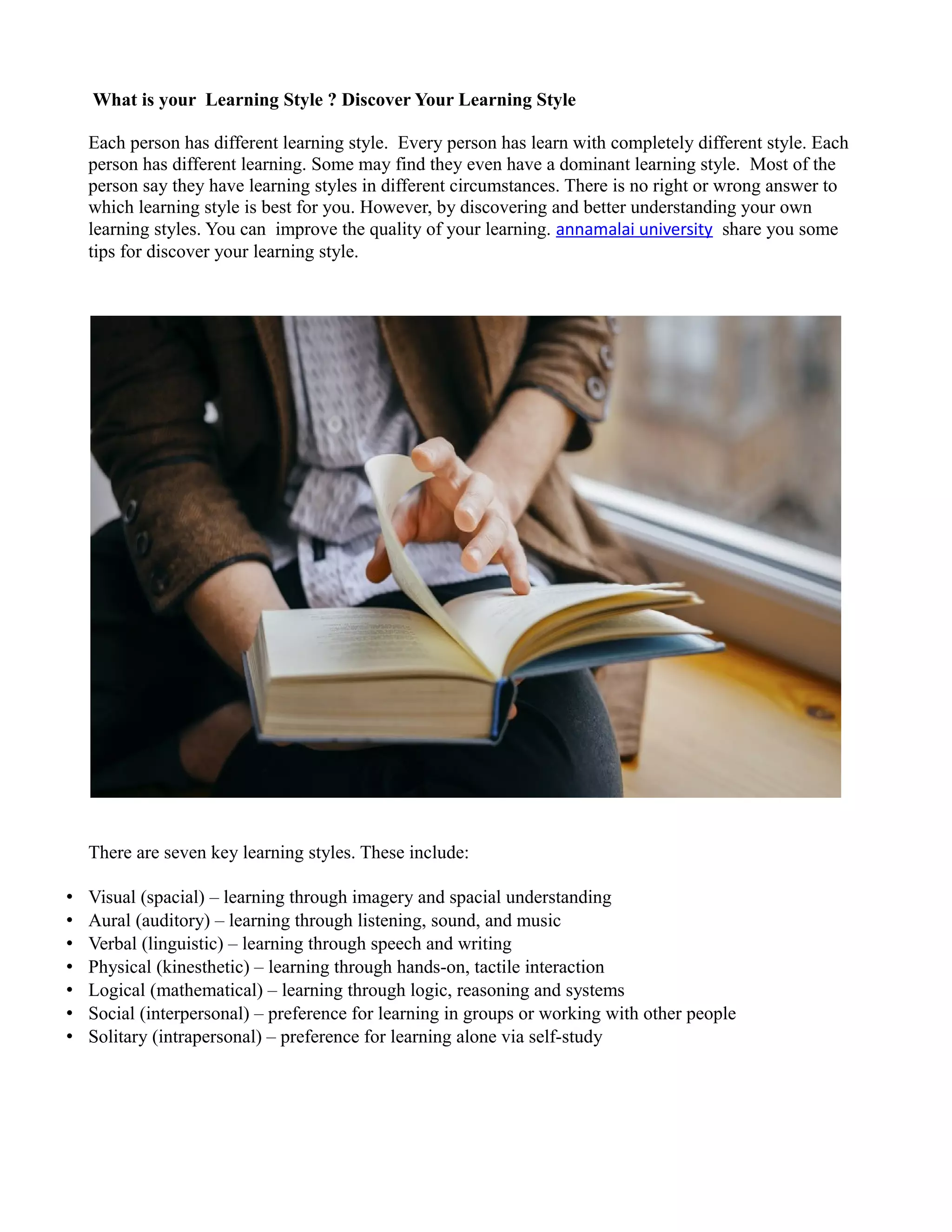 What is your learning style?discover your learning style | PDF | Educational Assessment | Education