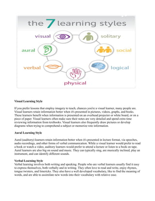 7 Different Learning Styles
