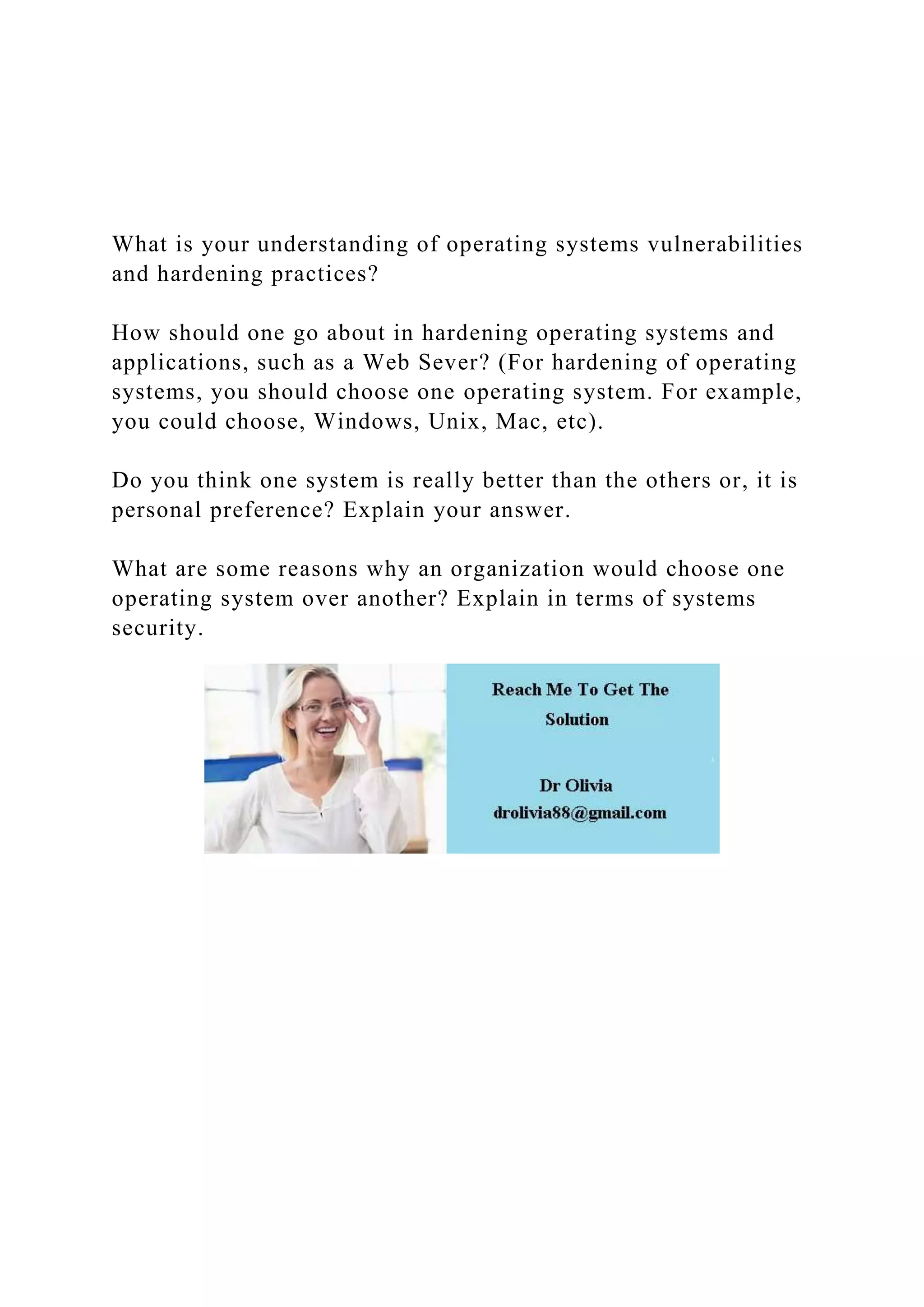 What is your understanding of operating systems vulnerabilitie.docx