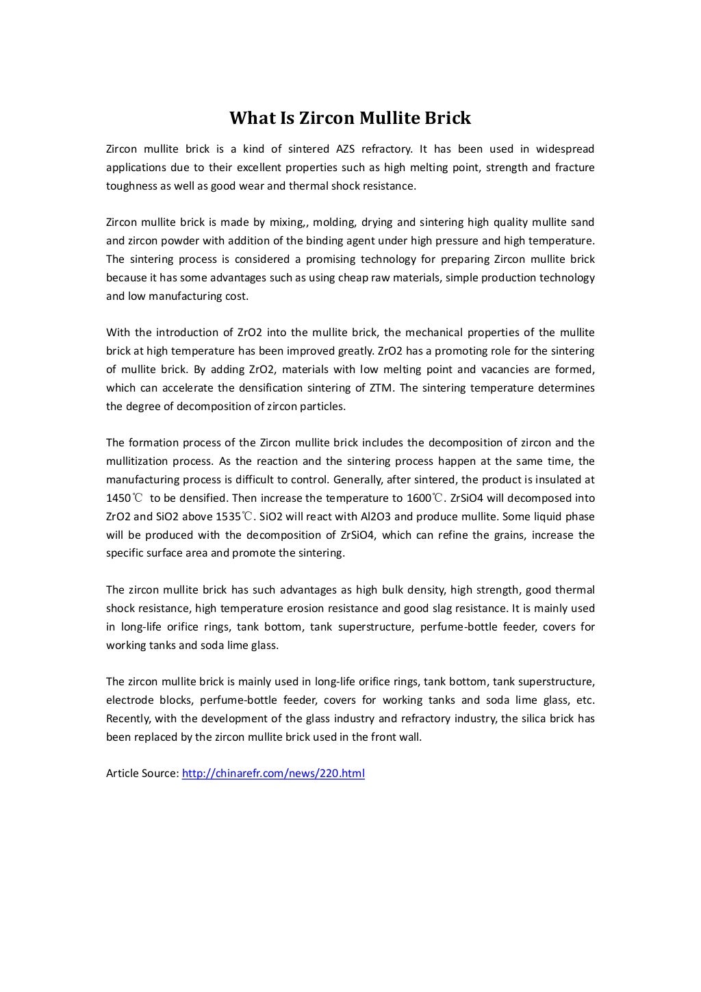 What is zircon mullite brick