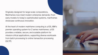 What is zOS in Mainframe? | Maintec Technogies Inc | PPTX | Operating Systems | Computer ...