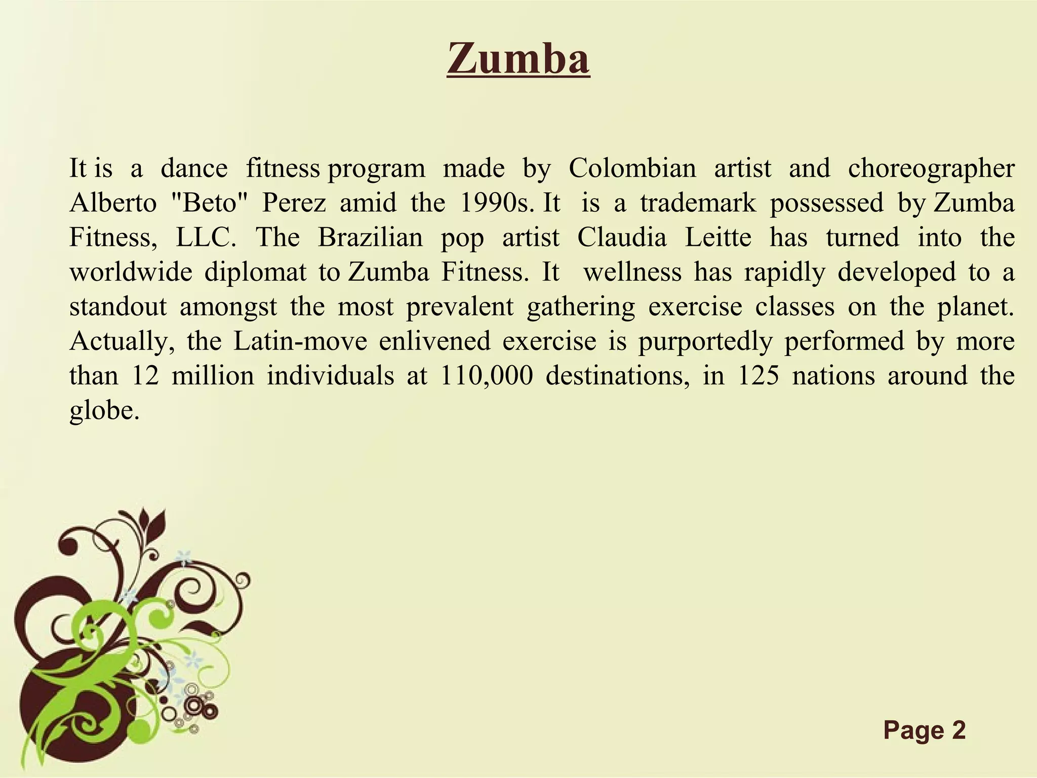What is Zumba With It's Different Types - Karyna Alexandar Tijero | PPT